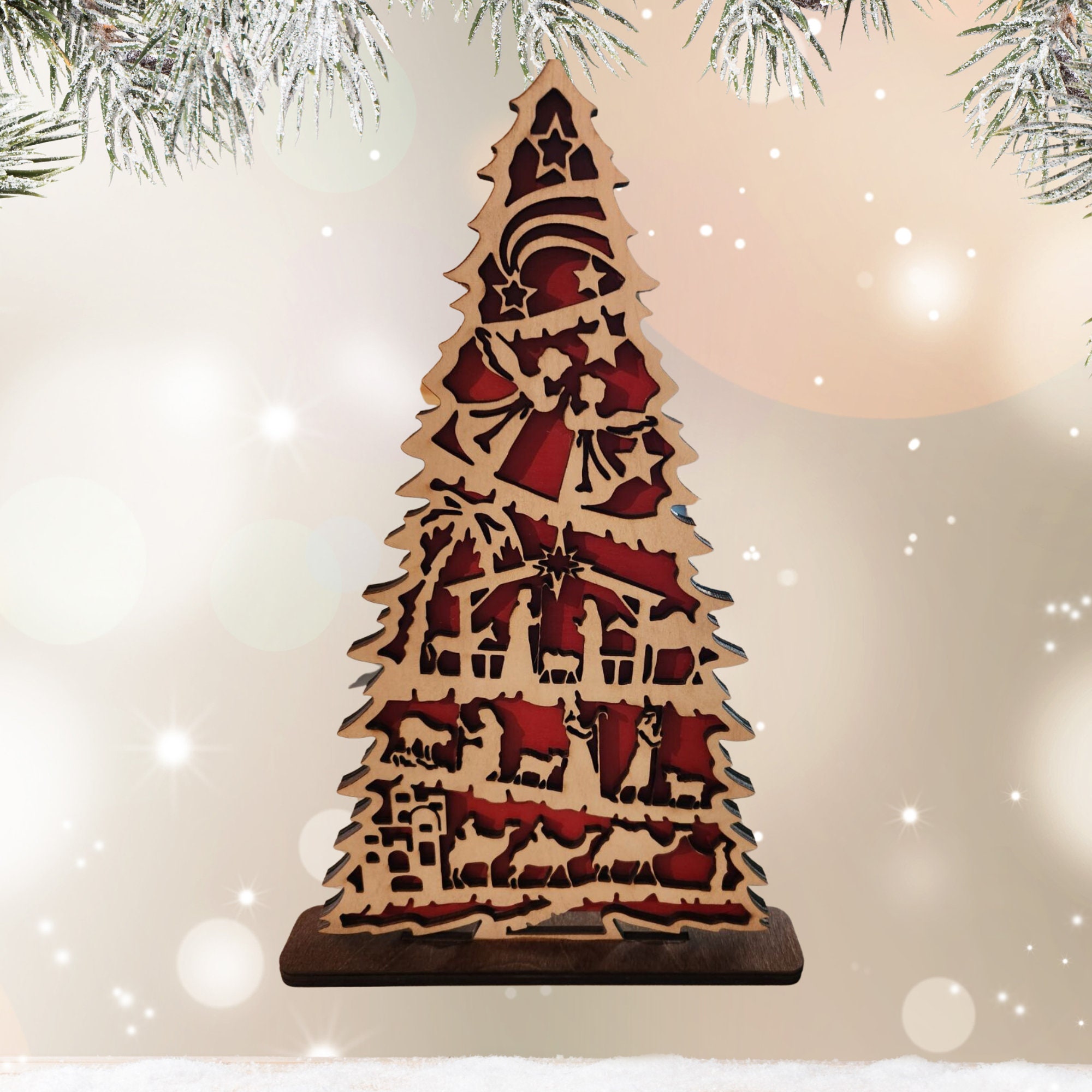 Christmas Nativity Tree, Holiday Home Decor, Mantel Christmas ...