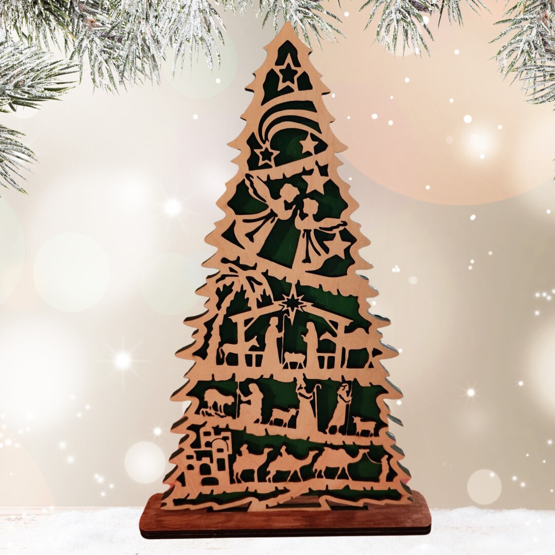 Christmas Nativity Tree, Holiday Home Decor, Mantel Christmas ...