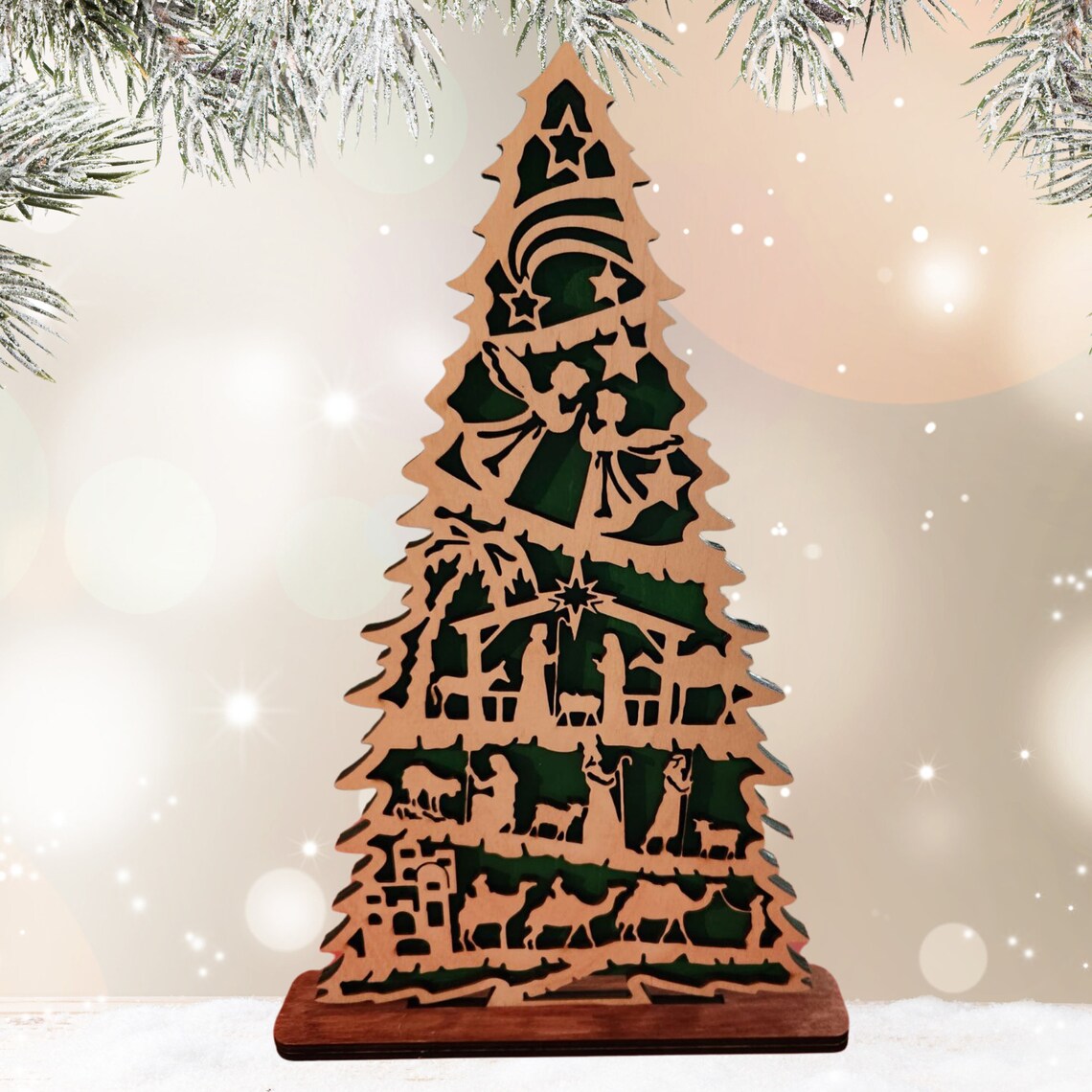 Christmas Nativity Tree, Holiday Home Decor, Mantel Christmas ...