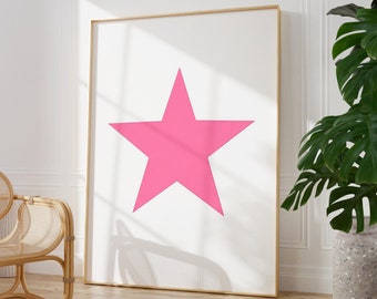 Retro Hand Drawn Star Wall Art, Digital Download Printable, Trendy ...