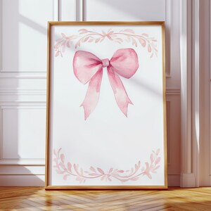 Preppy Pink Coquette Bow Printable Vintage Girly Wall Art Digital ...