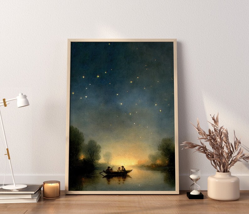 Vintage Star Gazing Printable Night Celestial Poster - Etsy