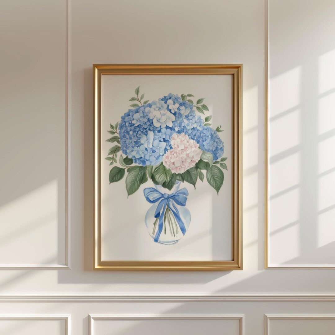 Blue Hydrangea Watercolor Print | Floral Watercolor Painting ...