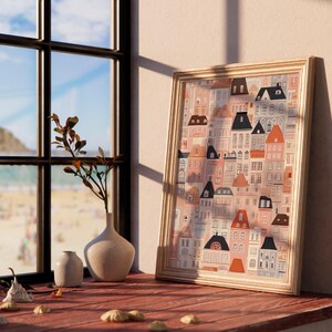 Vintage Houses Art Print | Funky Home Illustration | Printable Wall ...