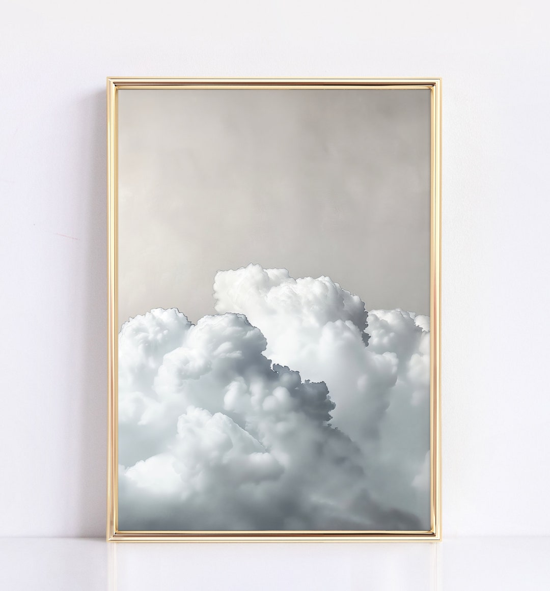 Cloudscape Wall Art | Modern Wall Decor | White Cloud Poster | Vertical Surreal Sky Art Print ...