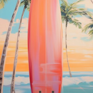 Minimalist Surfboard Coastal Wall Art | Trendy Ocean Beach Printable ...