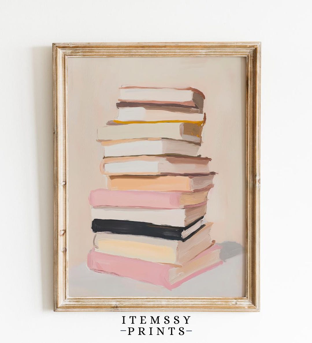 Book Lover Wall Art | Stack of Books Painting | Bookworm Printable ...