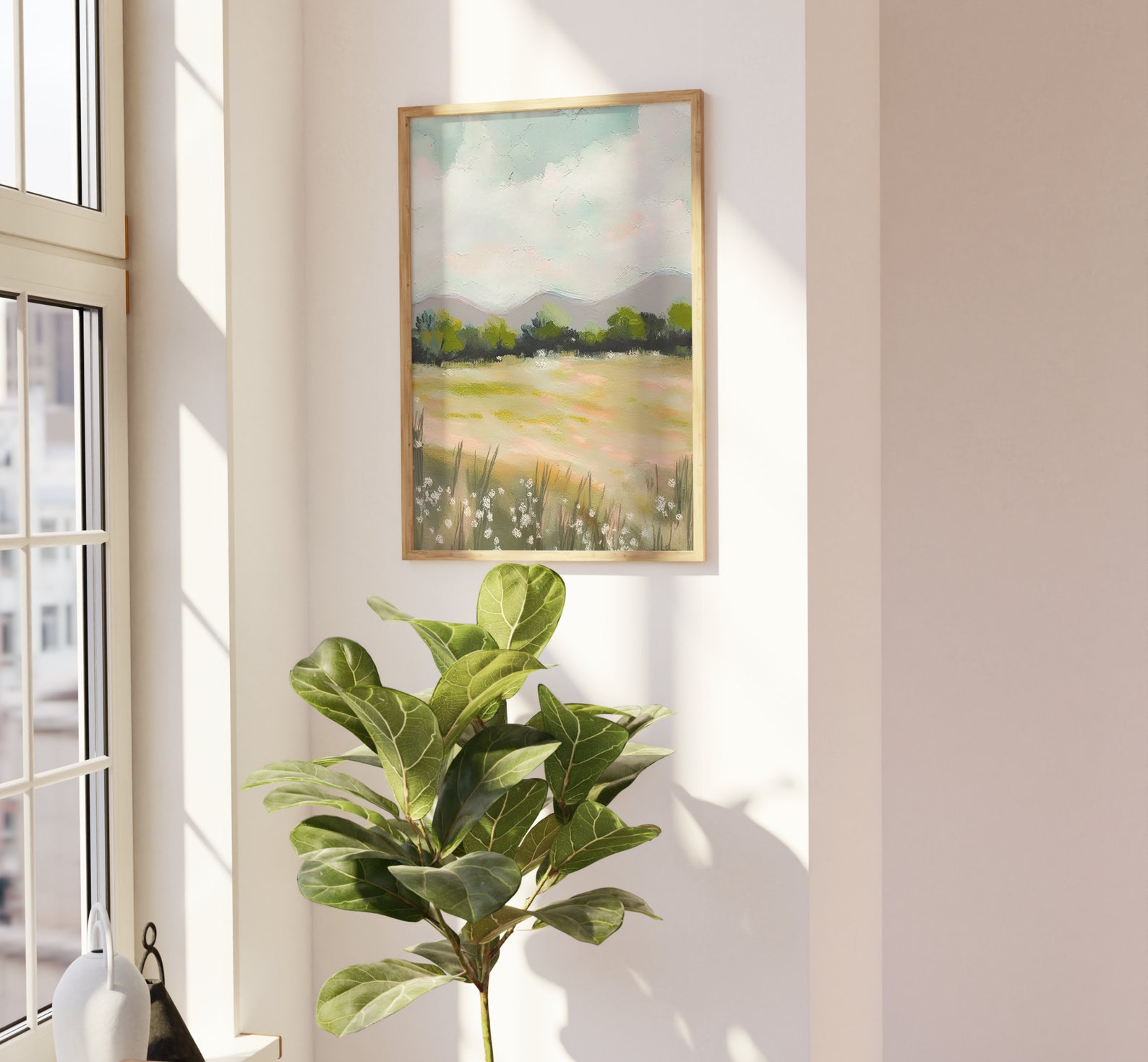 Farmhouse Printable Art, Watercolor Spring Art, Flower Field Print ...