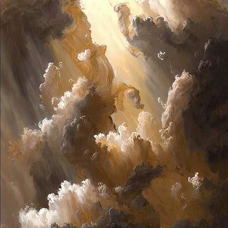 Holy Vintage Sky Clouds Painting Gallery Cloudy Art - Etsy