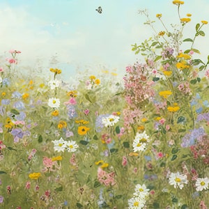 Printable Wildflower Field Landscape Print | Printable Flower Art ...