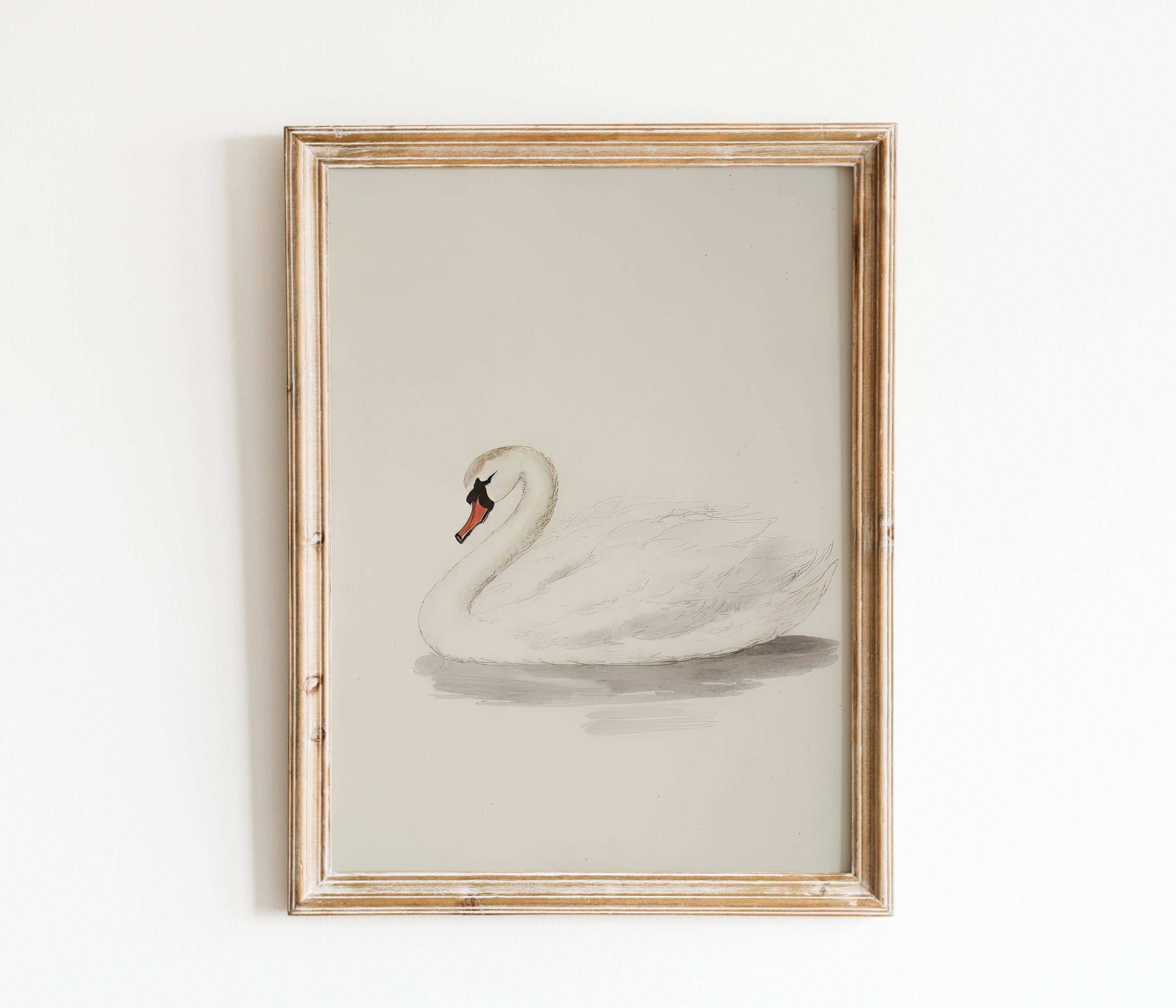Vintage White Swan Painting Printable Wall Art French - Etsy