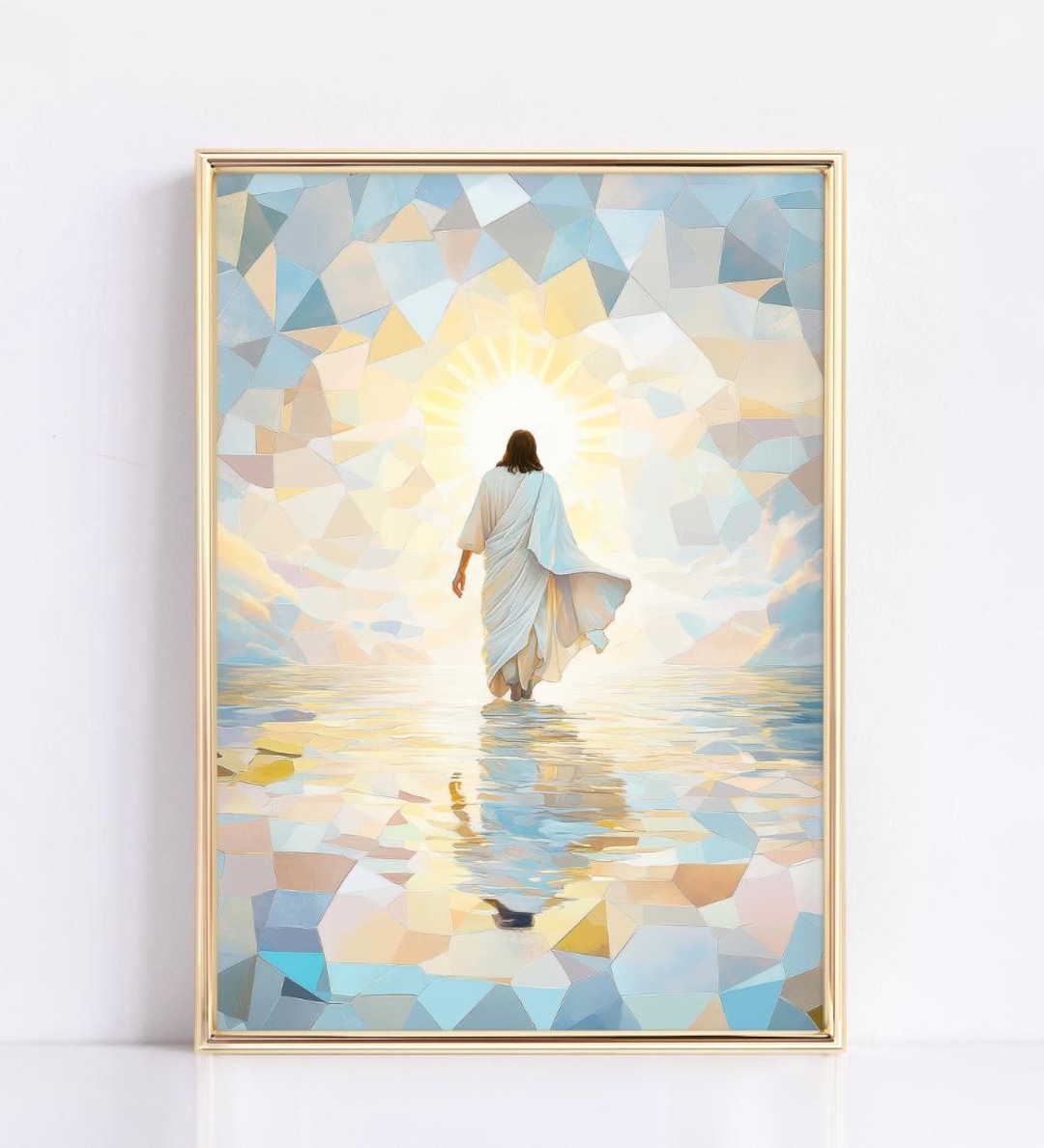 Jesus Walking on Water Kintsugi Art | Minimalist Christian Print | LDS ...