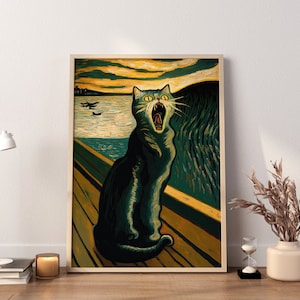 Edvard Munch the Scream Cat Art, Funny Cat Printable Wall Art, Edvard ...