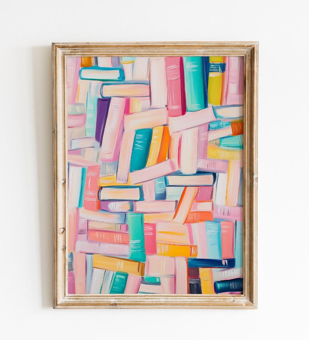 Colorful Abstract Bookshelf Art Print | Vibrant Digital Book Lover's ...
