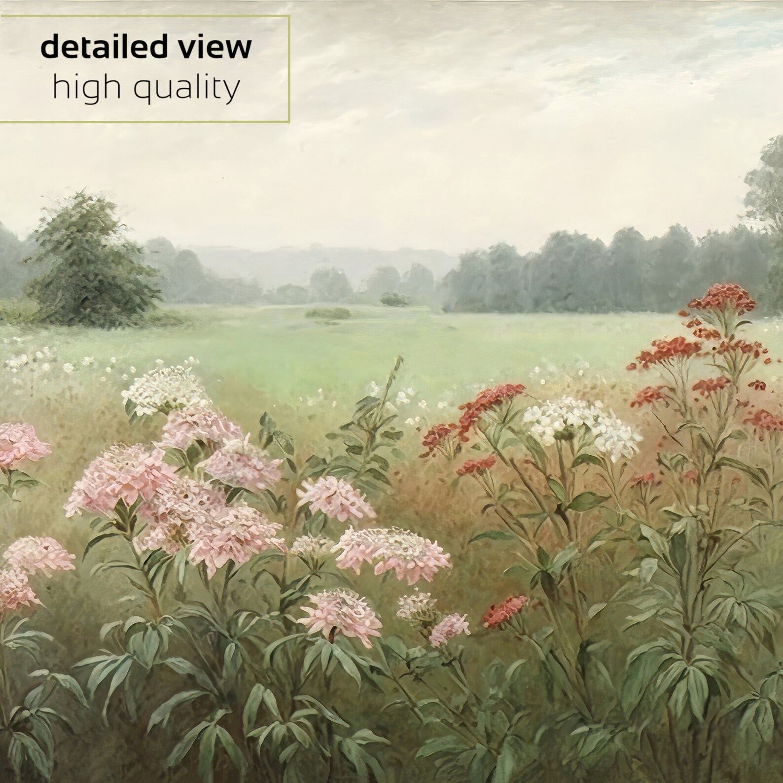 Pink Wildflower Field Flower Meadow Print Vintage Wall Art Painting ...