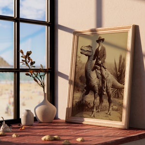 Prehistoric Dinosaur Cowboy | Vintage Photography | Dark Academia ...