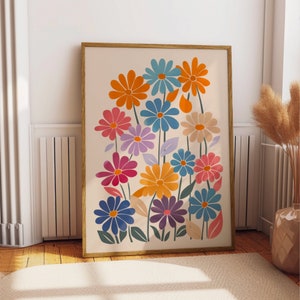Colorful Abstract Flowers Art Digital Download Botanical Flowers Poster ...
