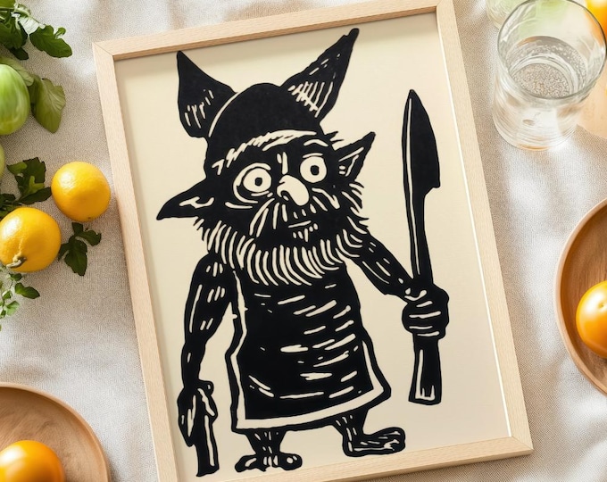 The Kitchen Goblin, Goblin Print, Kitchen Print, Weird Wall Art, Occult ...