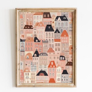 Vintage Houses Art Print | Funky Home Illustration | Printable Wall ...