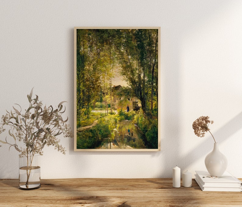 Landscape With a Sunlit Stream Country Oil Painting Vintage - Etsy