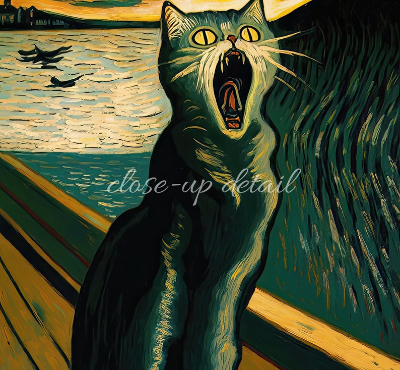 Edvard Munch the Scream Cat Art Funny Cat Printable Wall Art - Etsy