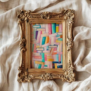 Colorful Abstract Bookshelf Art Print | Vibrant Digital Book Lover's ...
