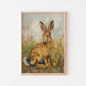 Rabbit Cottagecore Room Art Vintage Easter Prints Animal Wall Art ...