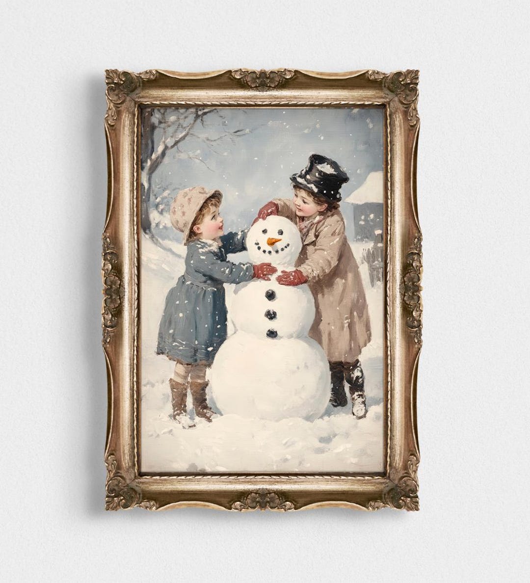 Vintage Snowman Art Print Holiday Wall Decor Printable Digital Xmas Art ...