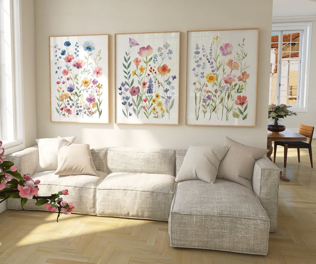 Set of 3 Wildflower Watercolor Prints | Bright and Vibrant Floral Art ...