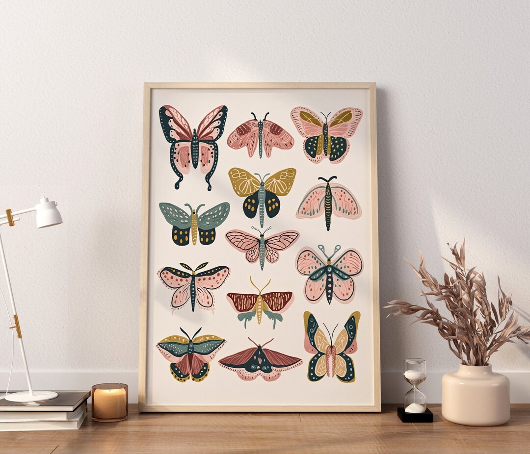 Boho Butterflies Print | Butterfly Art | Vintage Decor | Digital Print ...