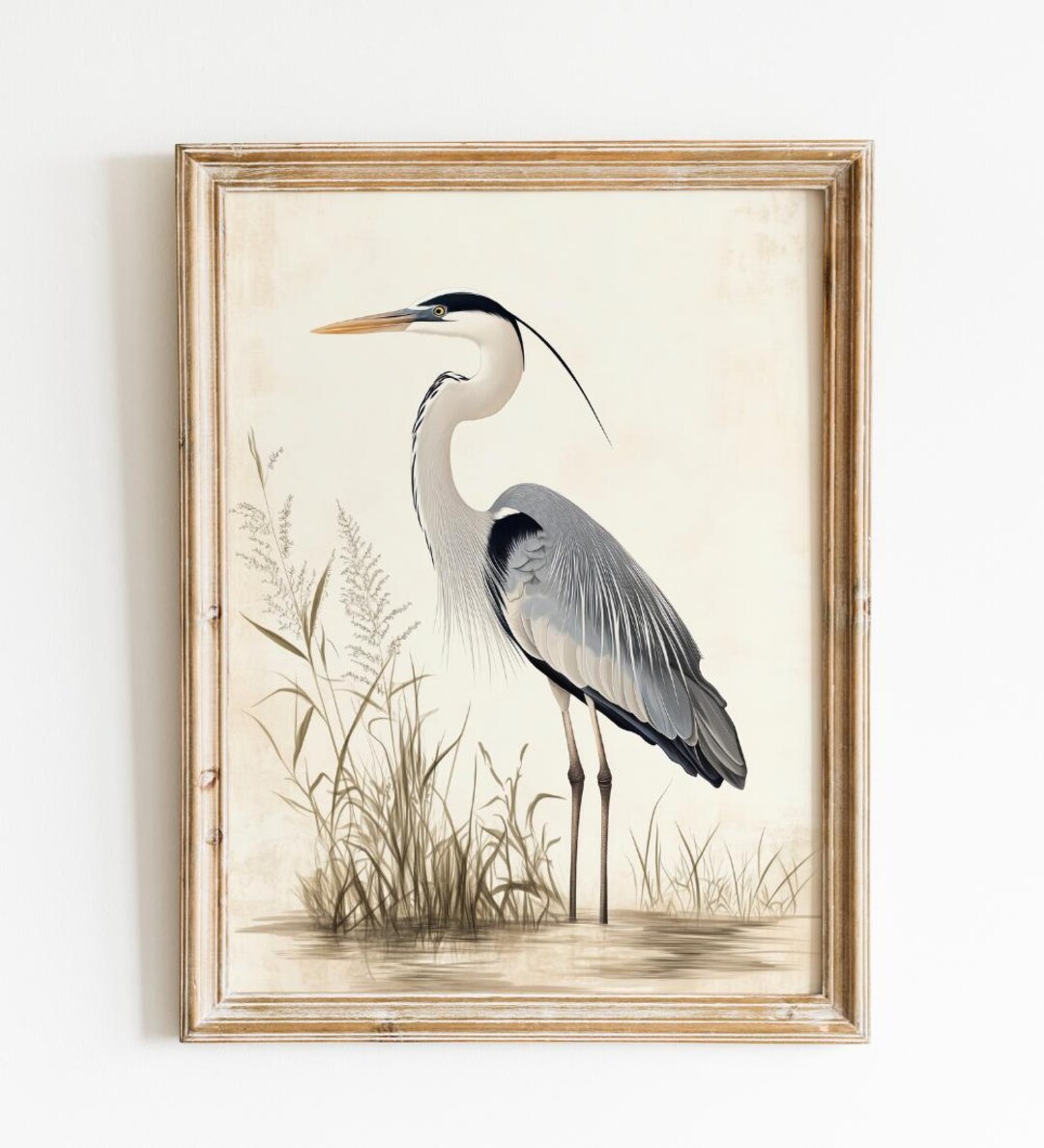 Great Blue Heron Watercolor Print | Minimalist Coastal Room Decor ...
