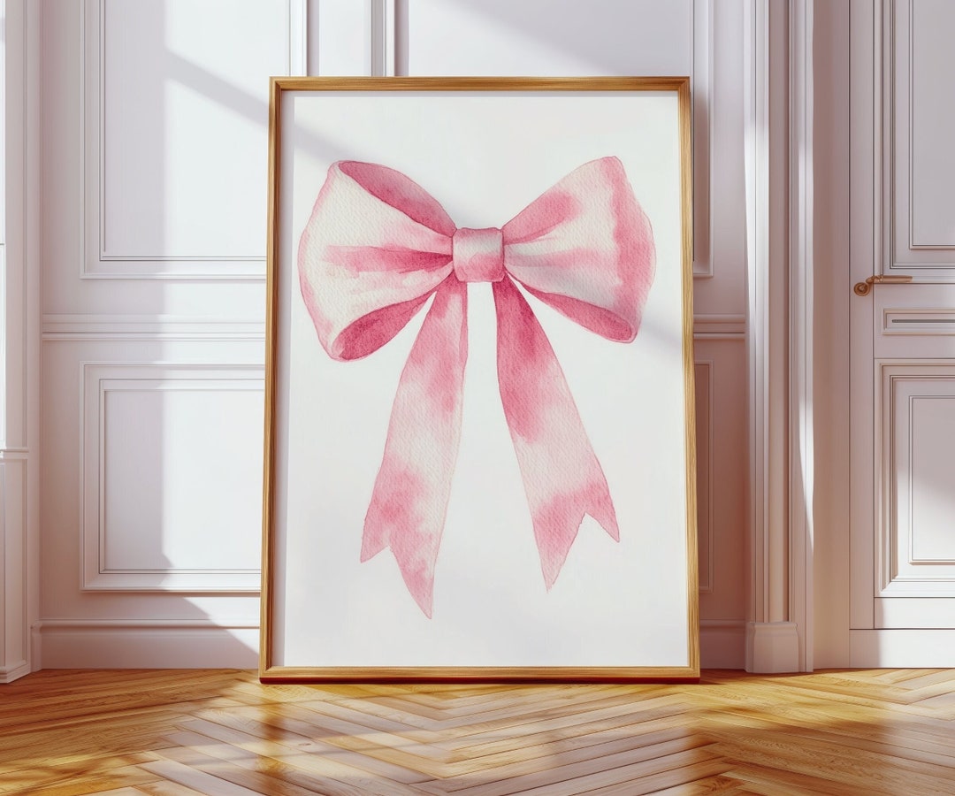 Light Pink Watercolor Ribbon Print Balletcore Wall Art Coquette Room ...