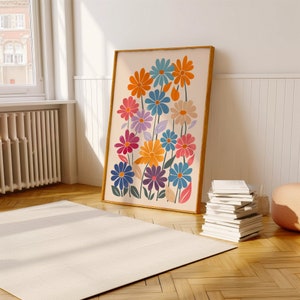 Colorful Abstract Flowers Art Digital Download Botanical Flowers Poster ...