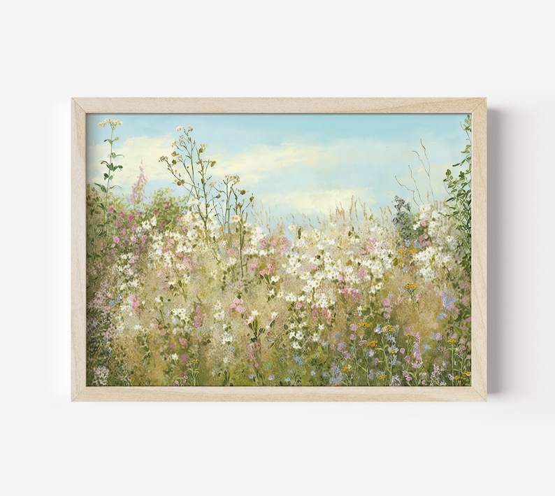 Wildflower Field Printable Wall Art Landscape Art Print - Etsy