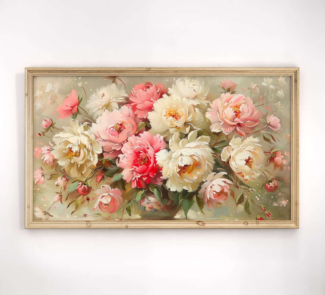 Peony Flower Vintage Frame TV Art | Springtime Painting | Easter ...