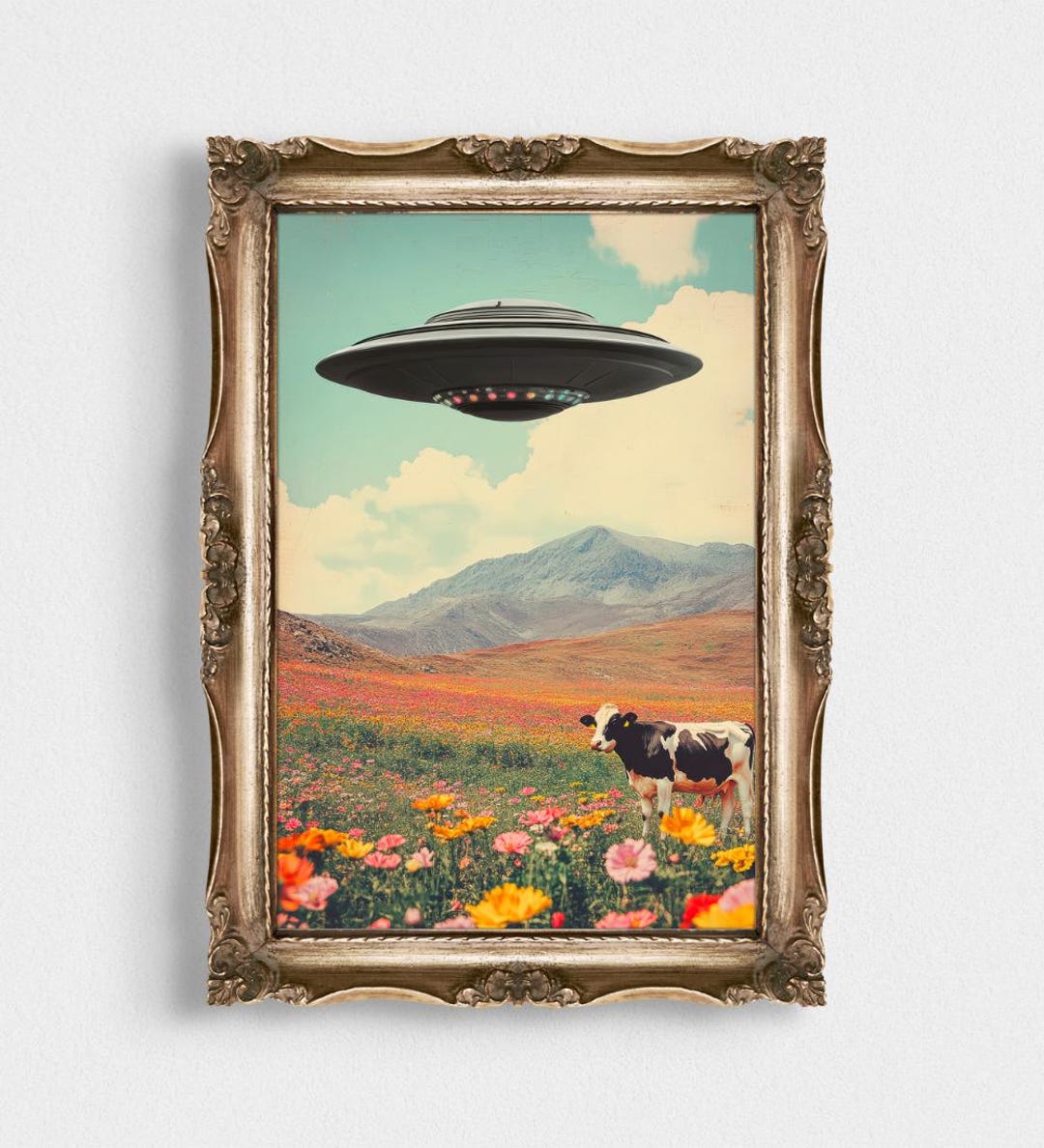 Calmness UFO Art Print | Trippy Cosmic Wall Art | Retro Vintage Space ...