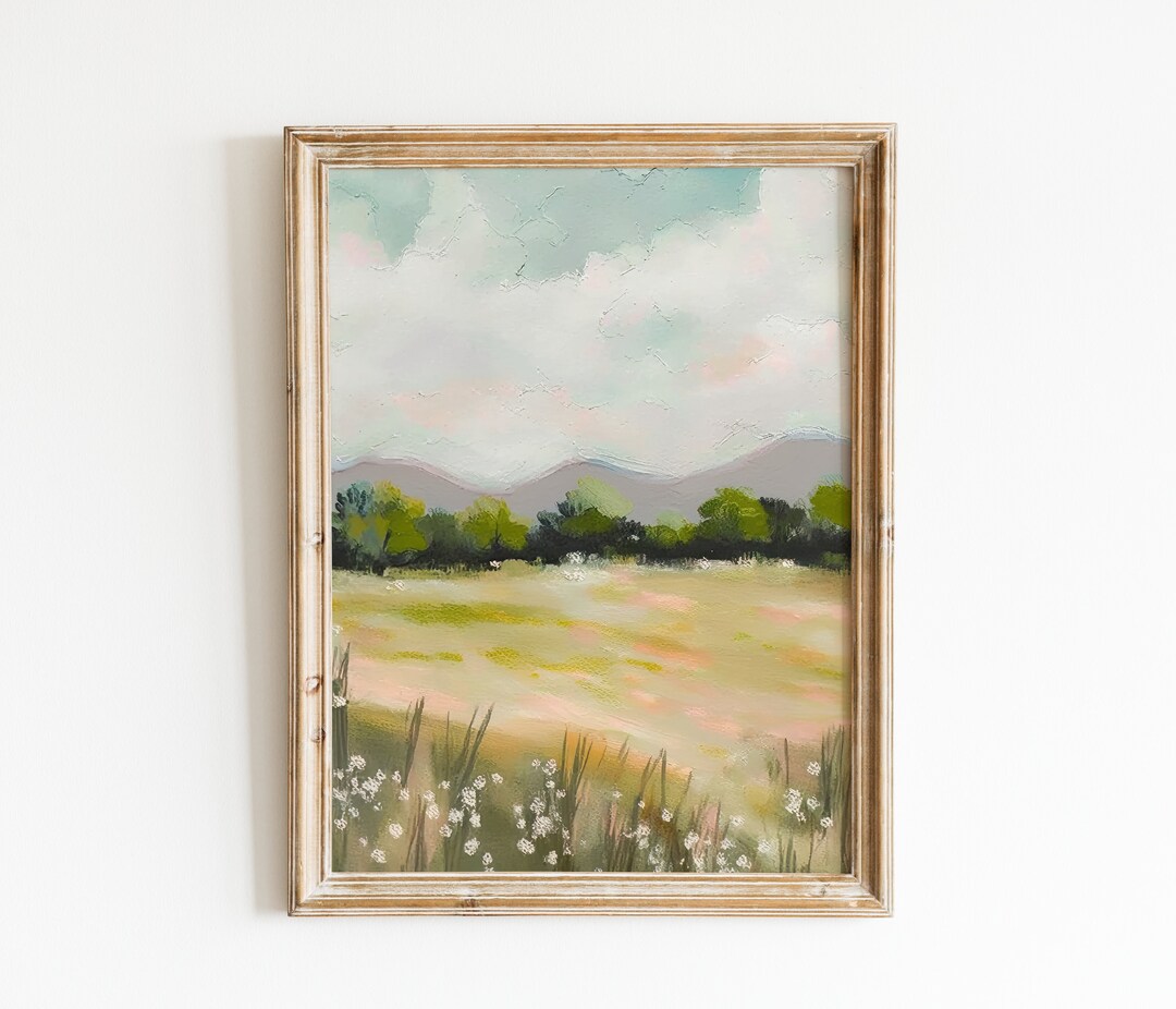 Farmhouse Printable Art, Watercolor Spring Art, Flower Field Print ...