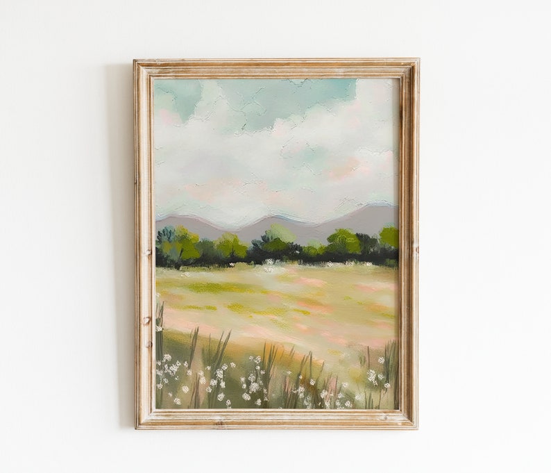 Farmhouse Printable Art Watercolor Spring Art Flower Field - Etsy