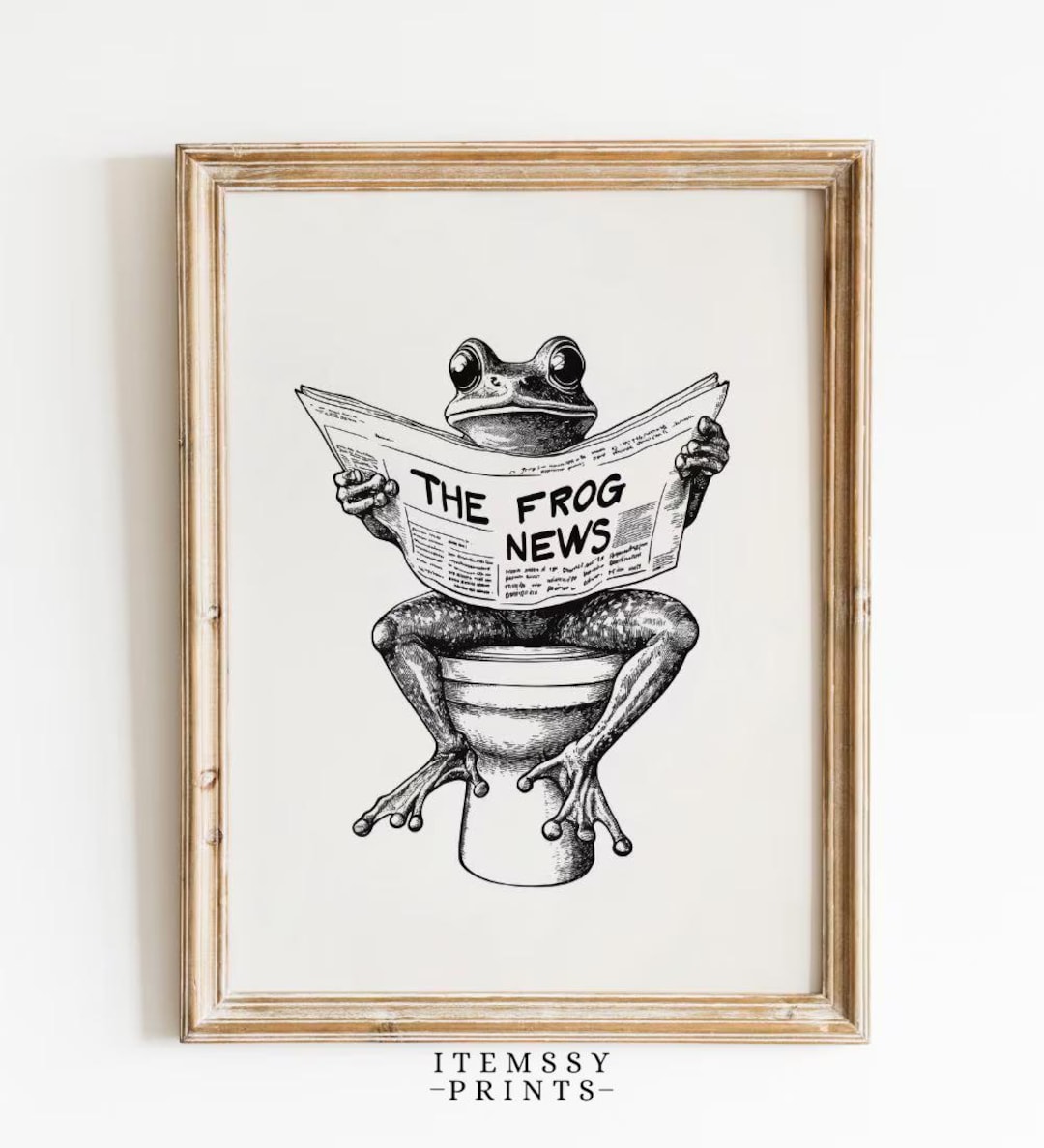 Frog Reading a Newspaper on Toilet Retro Poster | the Frog News ...