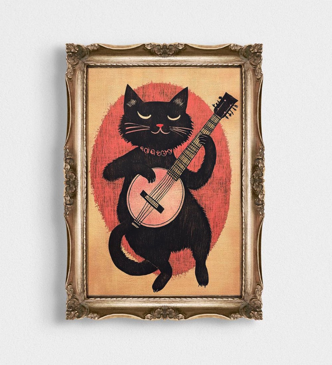 Vintage Black Cat Banjo Wall Art | Boston Shortstory Poster | Printable ...