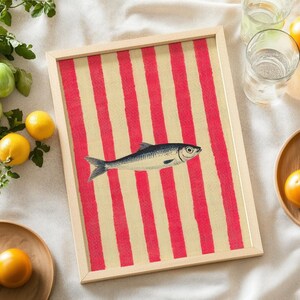 Sardine Watercolor Print | Retro Wall Art | Fish Illustration for ...
