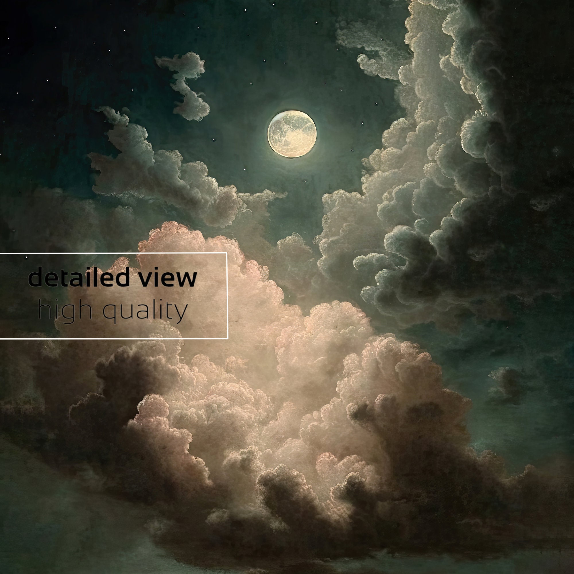 Vintage Painting of the Moon and Stars Digital Print - Etsy