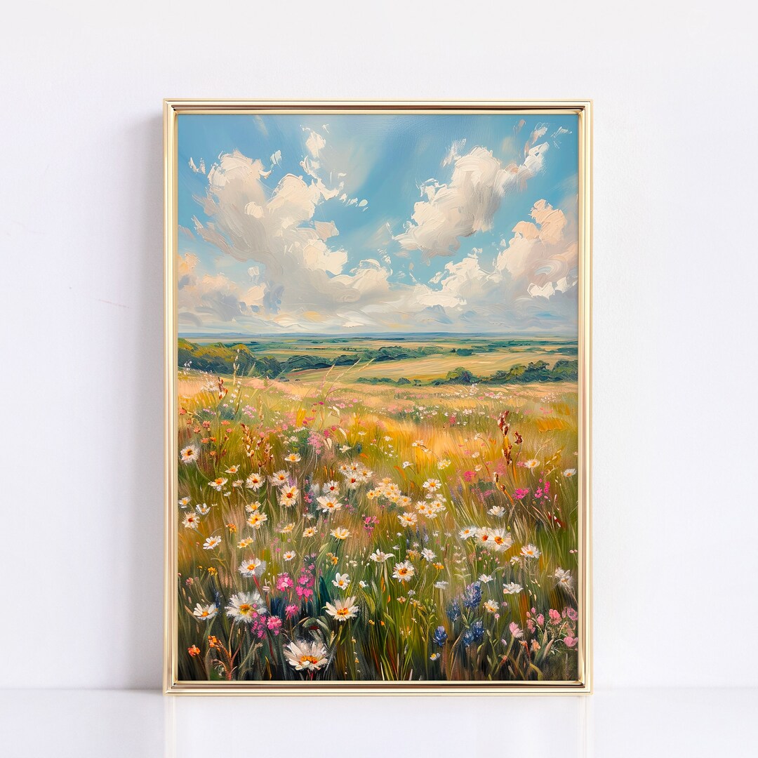 Spring Landscape Print | Cloudy Pink Sky | Printable Wall Art | Country ...