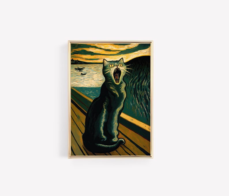 Edvard Munch the Scream Cat Art Funny Cat Printable Wall Art - Etsy