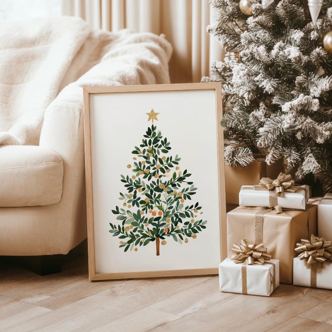 Modern Christmas Tree Printable Art Festive Holiday Wall Decor ...