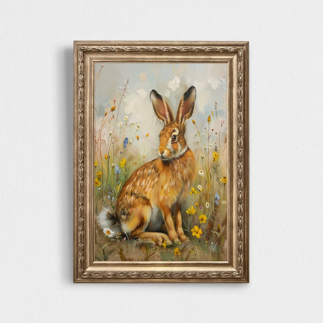 Rabbit Cottagecore Room Art Vintage Easter Prints Animal Wall Art ...