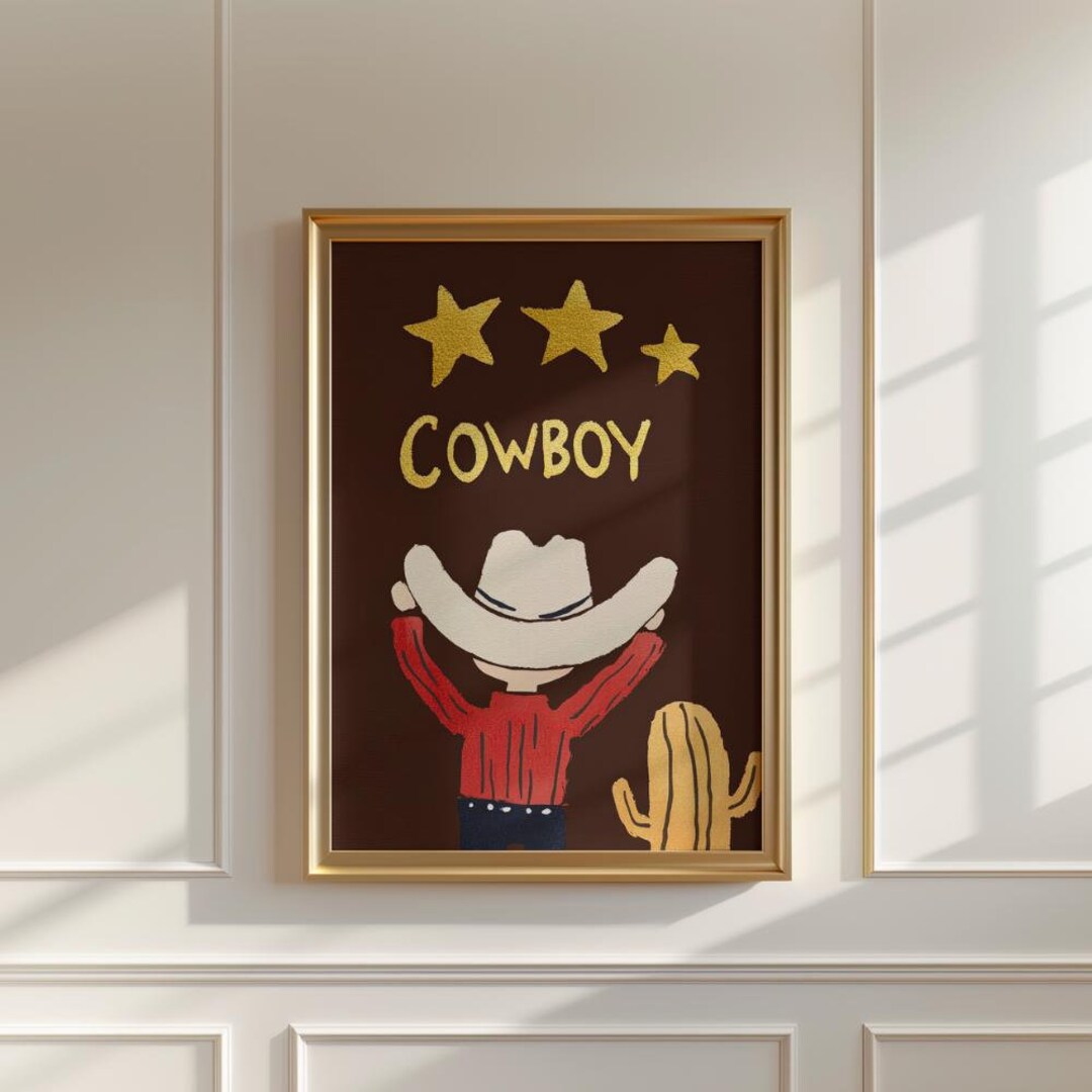 Vintage Wild West Cowboy Poster | Retro Western Art Print | Rustic Wall ...