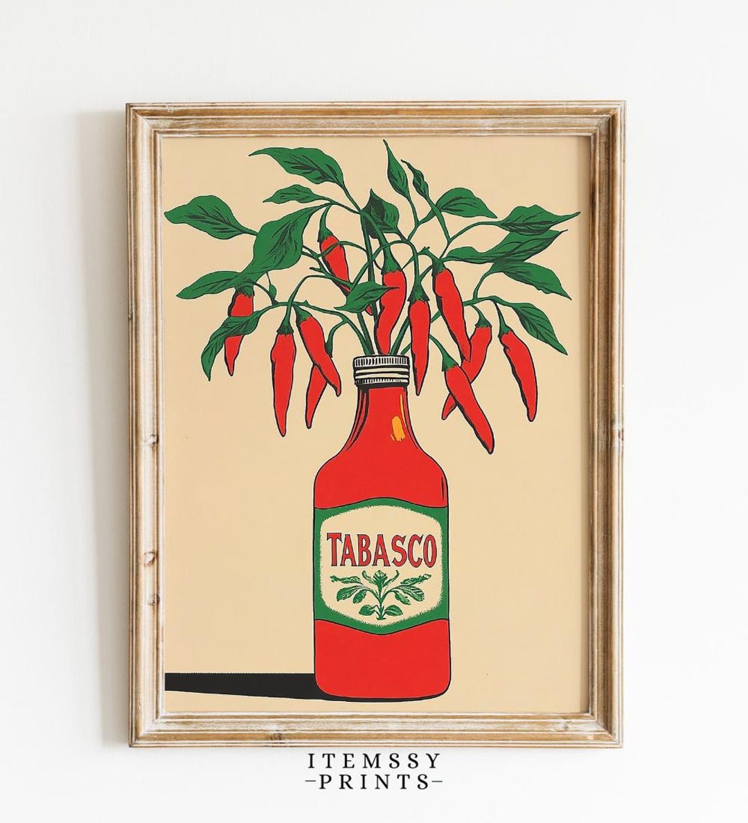 Mexican Tabasco & Chili Art Print | Retro Quirky Kitchen Decor | Spicy ...