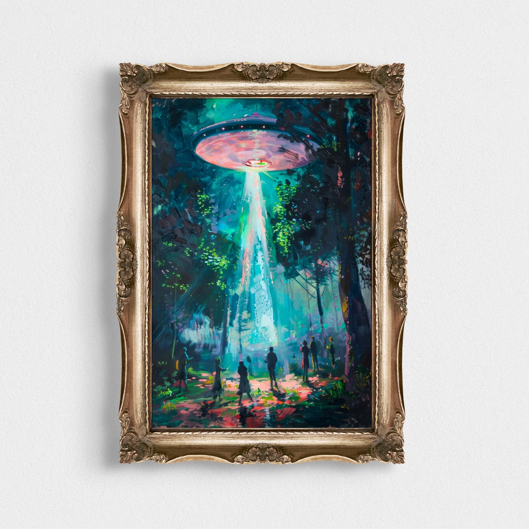 Victorian Landscape With UFO Art Print | Humorous Altered Poster ...