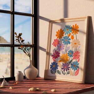 Colorful Abstract Flowers Art Digital Download Botanical Flowers Poster ...